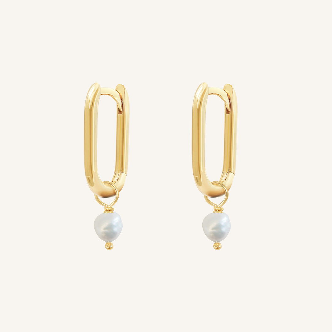 Pearl Rectangle Hoops - Stone of Potential