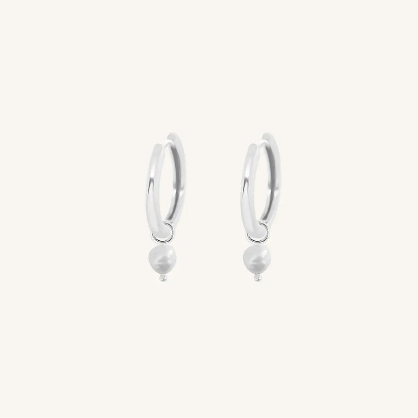 Pearl Plain Hoops - Stone of Potential | Francesca Jewellery